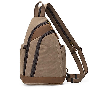 KL928 Canvas Sling Bag - Crossbody Backpack Shoulder Daypack Rucksack for Men Women Outdoor Cycling Hiking Travel