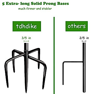 Shepherd Hook Plant Hangers Outdoor (76 inch) with 5 Prong Base, 2 Pack Adjustable Shepherd Hooks for Outdoor Garden Decor Hanging Bird Feeder Pole Plants Holders, Matte Black