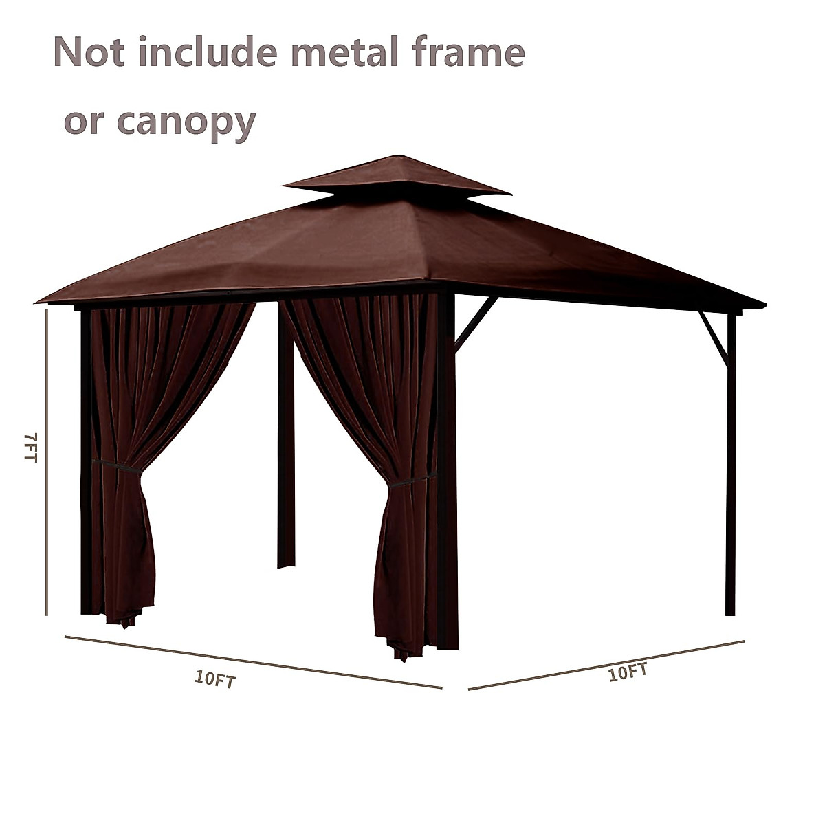 AONEAR Gazebo Privacy Curtain with Zipper Side Wall Universal Replacement for 10' x 10' Gazebo, Patio, Outdoor Canopy, Garden and Backyard,Coffee Brown (1-Panel Curtain Only)