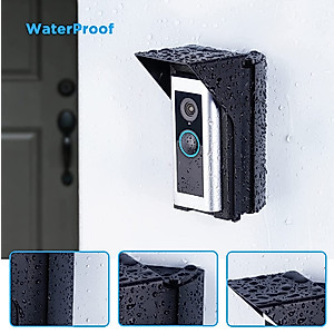 OLAlKE Waterproof Adiustable Angle Mountfor Ring Doorbell Pro/Pro2/Wired, Compatible with Blink&Nest Doorbell, Expand View Area (30 to 60 Degree), Wedge Comer Kit Rain Shield/Anti-Glare, Black