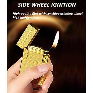 Lighters Soft Flame Lighter Traditional Flame Cigar Lighter with Adjustable Flame Dial Vertical Ignition Roller Good for Gift Outdoor Camping Hiking Fishing Grill Adventure Candle