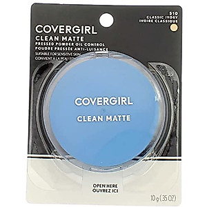 COVERGIRL Clean Matte Pressed Powder Classic Ivory Warm 510 , .35 Ounce (packaging may vary)