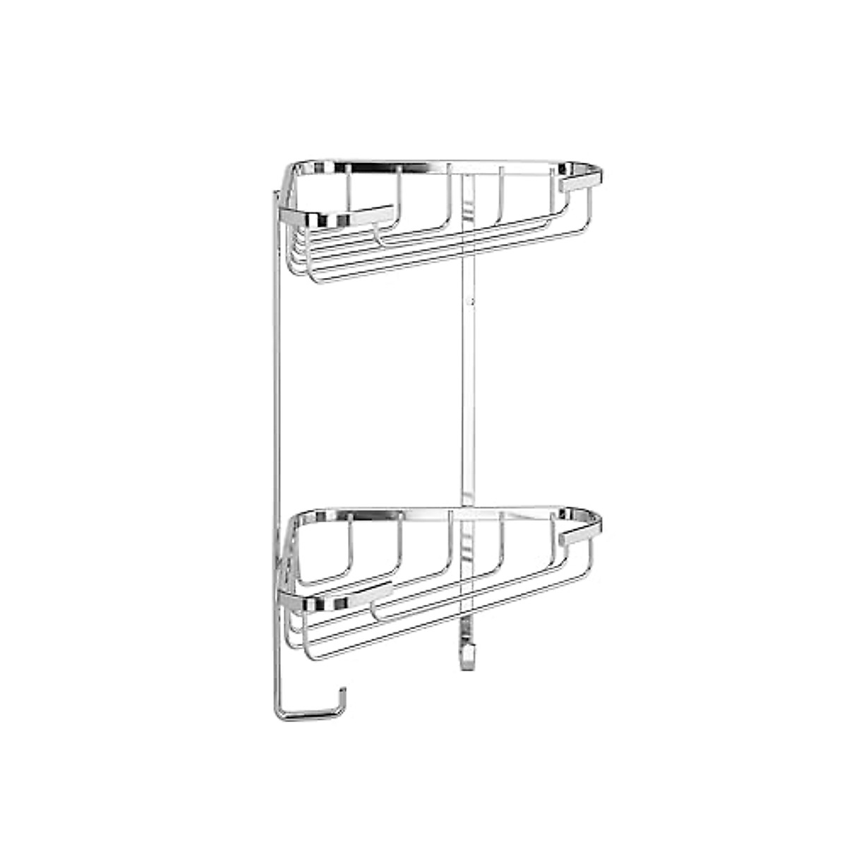 Croydex Medium Chrome 2-Tier Corner Basket Shower Caddy, 5 Year Rust Free Guarantee