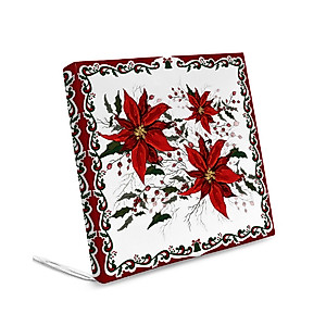 Poinsettia Christmas Outdoor Cushion Chair Cover Set of 2 - Waterproof Couch Seat Covers, Winter Xmas Botanical Merry Christmas Patio Furniture Protector Slipcovers for Sofa/Garden/RV, 20"x18"x4"