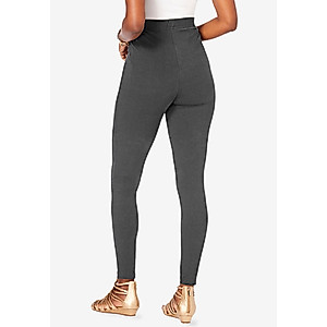 Roaman's Women's Plus Size Petite Ankle-Length Essential Stretch Legging - 1X, Heather Charcoal