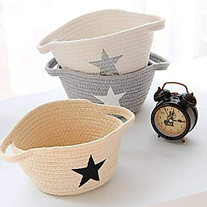 NC Storage Box Cotton Thread Weaving Five Pointed Star Sundries Desktop Cosmetic Book Remote Control Magazine Organizer Basket