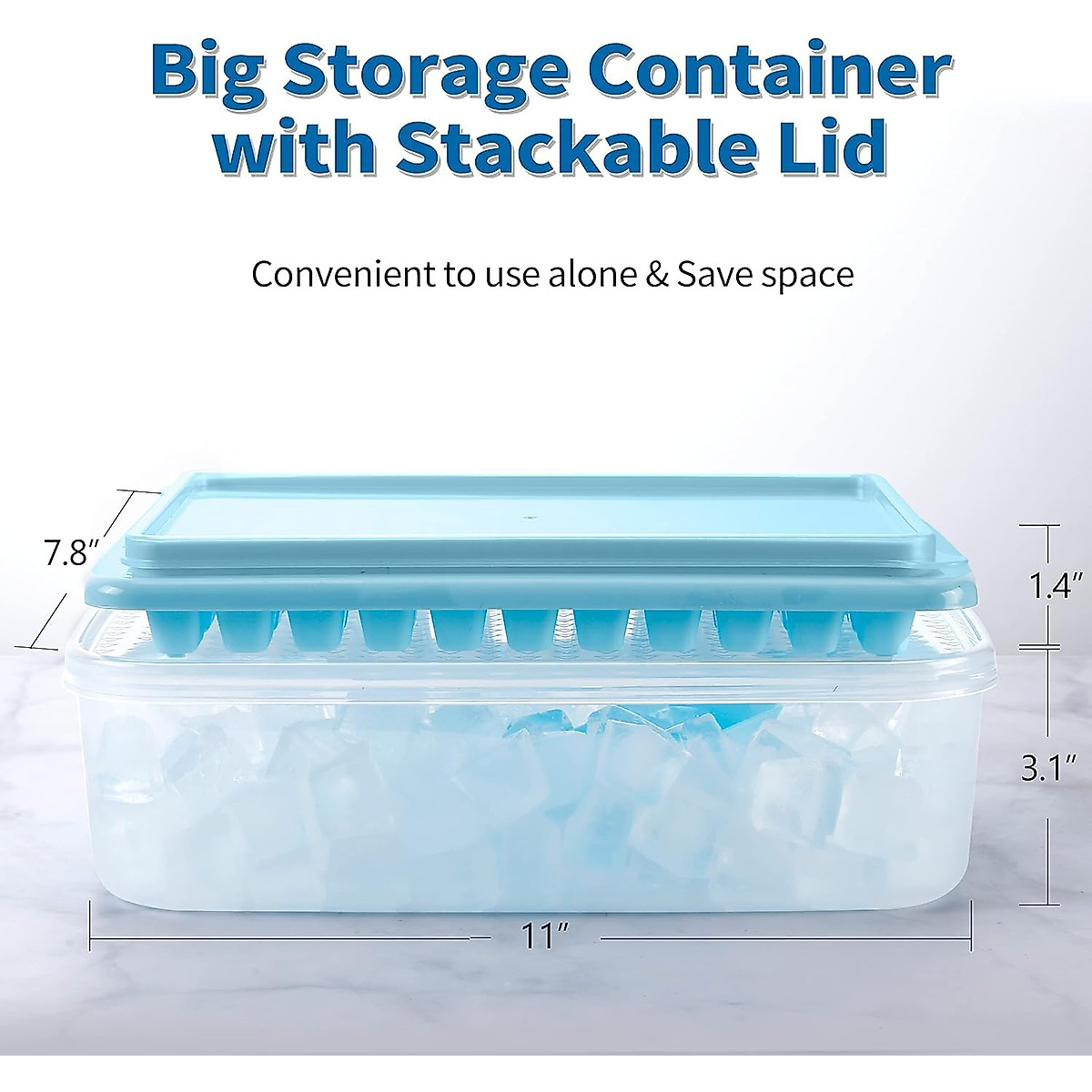 ARTLEO Ice Cube Tray with Lid and Storage Bin for Freezer, Easy-Release 55 Mini Nugget Ice Tray with Spill-Resistant Cover, Container, Scoop, Flexible Durable Plastic Ice Mold & Bucket, BPA Free