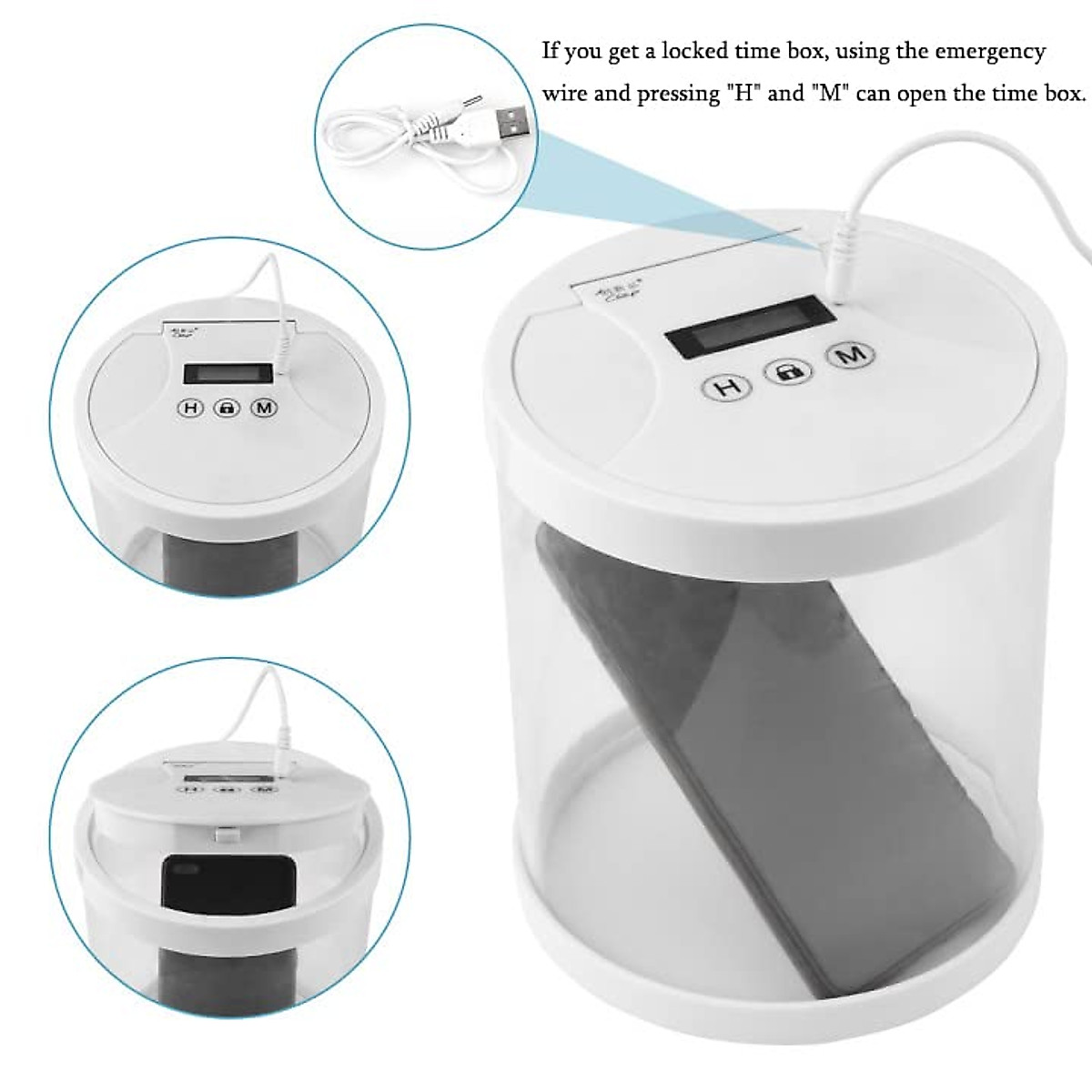 JRing Time Locking Box Timed Lock Storage Container Pantry Self-control 6" Timer Locker for Phone Snacks Food Medicines Credit Card Alcohol Gaming Machine or Other Addictive(White)