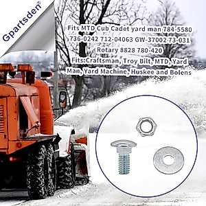 Gpartsden 6PK 710-0451 712-04063 Skid Shoe Bolts Nuts and Washers Kit for MTD Cub Cadet Yardman 784-5580 736-0242 712-04063 GW-37002 Snow Blower