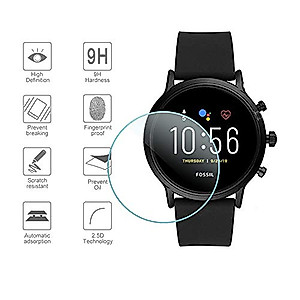 Suoman 3-Pack for Fossil Gen 5 Carlyle HR and Fossil Gen 6 Men Women Screen Protector Tempered Glass Smartwatch [2.5D 9H Hardness] [Anti-Scratch]