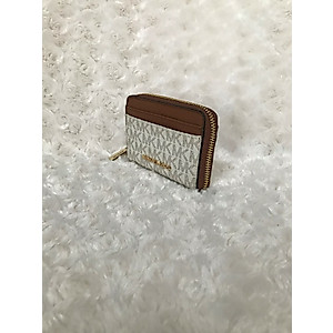 Michael Kors unisex Jet Set Travel Medium Zip Around Card Case (Vanilla/Luggage)