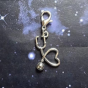 WYGUYO 3 Pcs Stethoscope Charms, Mini Stethoscope Clip on Charm, Tool Zipper Pull, Doctor
