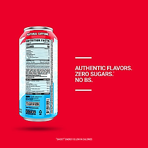 GHOST Energy Drink - 12-Pack, 'Merica Pop, 16oz Cans - Energy & Focus & No Artificial Colors - 200mg of Natural Caffeine, L-Carnitine & Taurine - Gluten-Free & Vegan