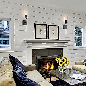 ZSMIHDOH Modern Wall Sconces Set of 2, Black Bathroom Vanity Light, Indoor Wall Sconces for Bedroom Living Room Hallway (Black - 2 Pack)