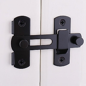 Door Lock Barn Latch（2 Pack with Screw Set) - Door Lock Latch Sliding Lock - Home Security Door Lock for Barn Bathroom, Garage, Bedroom, Cabinet (90 Degree x 2 Set)