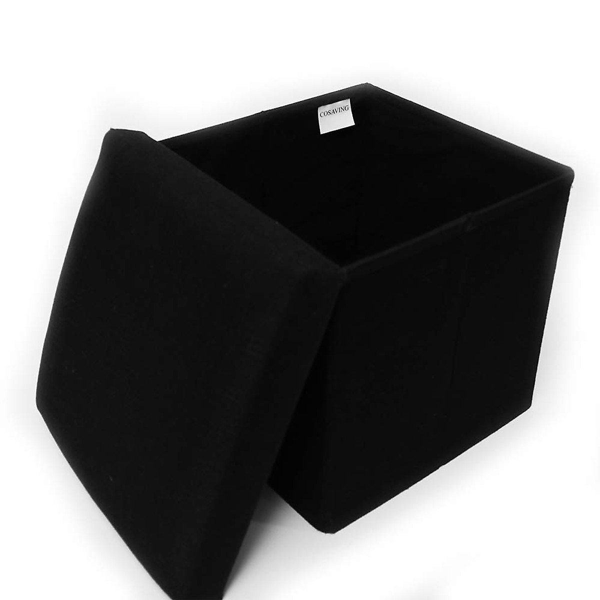 Cosaving 30 inches Folding Storage Ottoman Storage Cube Seat Foot Rest Stool with Memory Foam for Space Saving, Square Ottoman 30x15x15 inches, Teal