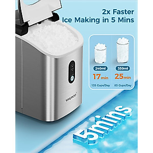Nugget Ice Maker Countertop, 33 lbs in 24 Hours, Self-Cleaning Sonic Portable, Soft Chewable Pebble Ice in 5 Mins Home/Kitchen/Office,Like-New