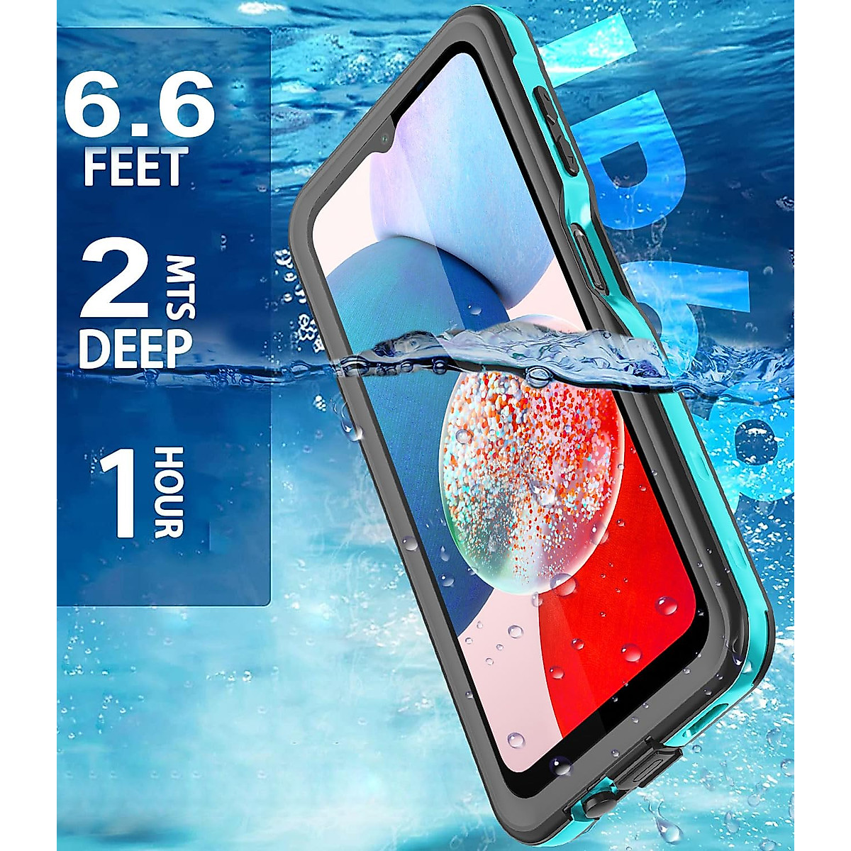 Dewfoam for Samsung Galaxy A14 5G Case Waterproof, [Built-in Screen Protector] [360° Full Body] Heavy Duty Shockproof Dustproof Protective Phone Case for Samsung A14 5G (2023) (Teal)