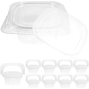 SOLUSTRE 10pcs Mini Cake Box Plastic Fruit Bowls Disposable Dessert Holder Reusable Salad Sushi Container Cupcake Packaging Treat Boxes Vegetable Saving Bowls Transparent