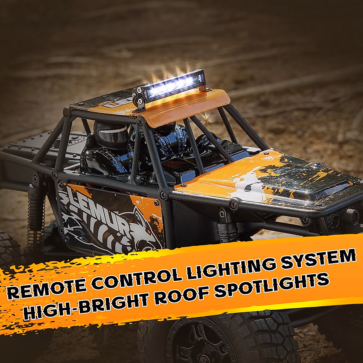 FMS RC Crawler 1/24 Lemur FCX24 4 Wheel Drive RC Rock Buggy, 2.4Ghz 380mAh Hobby Grade RC Car Model Off Road Vehicle RTR for Adults, Green/Orange/Red