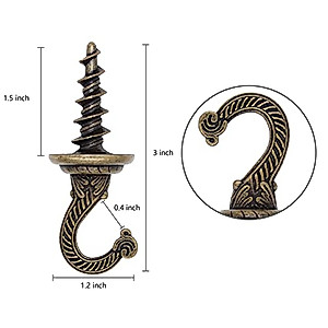 4 Pieces Swag Ceiling Hooks Heavy Duty Swag Hook Driller Hook Indoor Outdoor for Hanging Plants Chandelier etc. (Antique Brass)