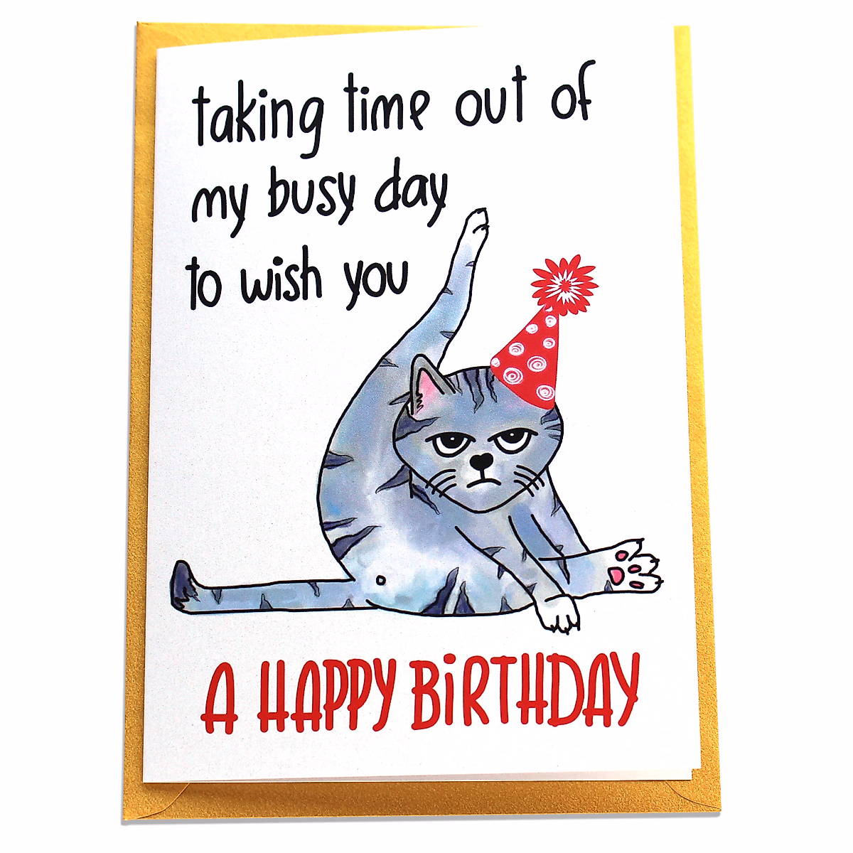 Taking Time out of My Busy Day to Wish You a Happy Purr-fect Birthday Handmade Card from Grumpy Cat, Funny Bday Gift for Cat Mom, Cat Dad or Cat Lover
