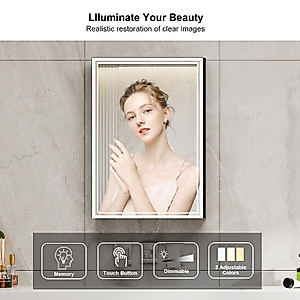 Mepplzian Black Medicine Cabinet with Mirror,Lighted Medicine Cabinet with Light,Led Medicine Cabinet Mirror,Mirrored Black Medicine Cabinets for Bathroom Wall Mounted, 20 x 28 Inch