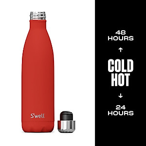 S'well Stainless Steel Water Bottle, 25oz, Poppy Red, Triple Layered Vacuum Insulated Containers Keeps Drinks Cold for 48 Hours and Hot for 24, BPA Free, Perfect for On the Go