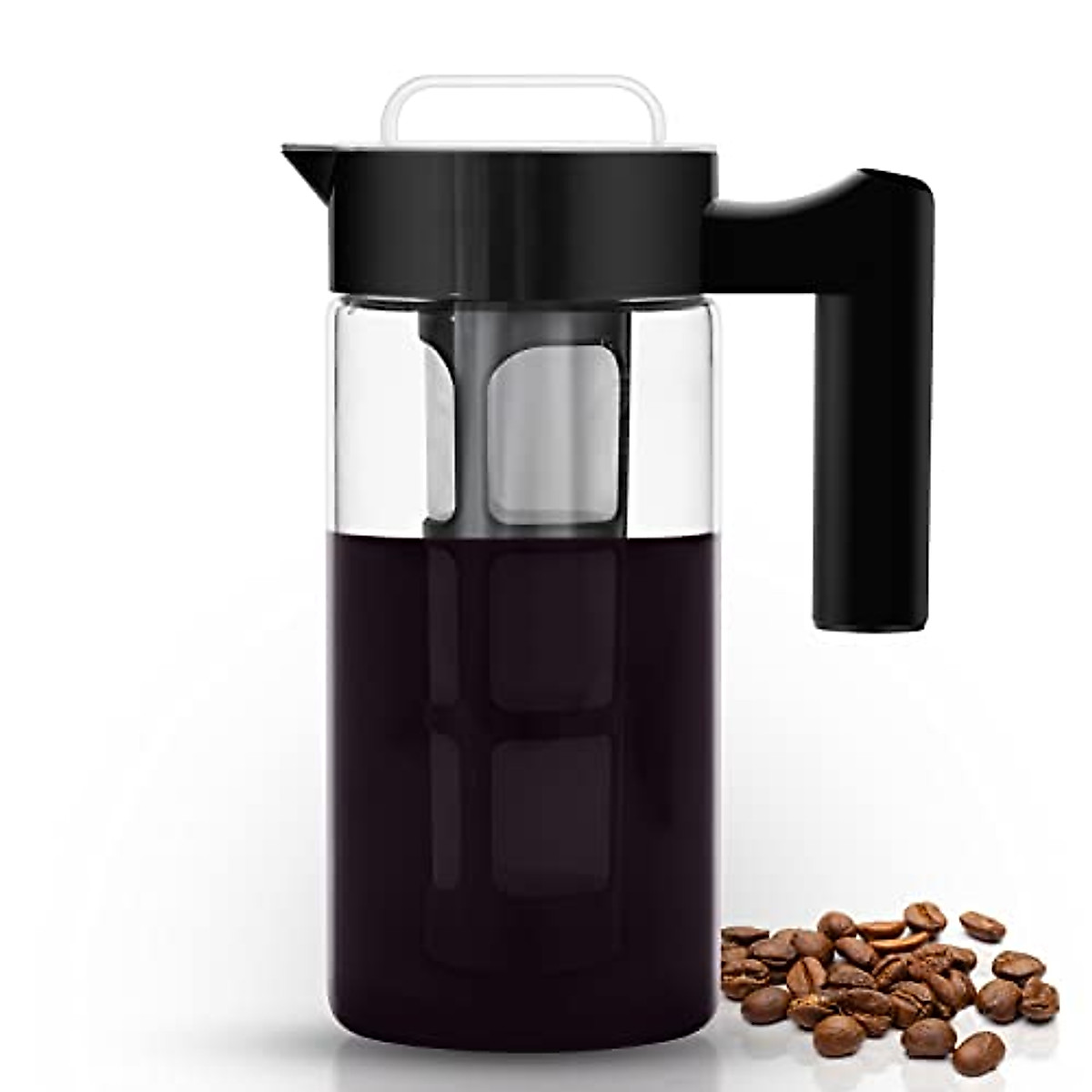 Lalord Cold Brew Coffee Maker - 42 oz Borosilicate Glass Coffee Pitcher, Iced Coffee Maker and Tea Brewer with Reusable Mesh Filter, 1.3 Quarts / 1.2 Liters