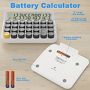 Mechanical Calculator 12 Digit Extra Large 5-Inch LCD Display, DECKLIT Battery Desk Calculator, Big Buttons Easy to Press Use as Office Calculators Desktop, 15°Tilt Screen for Kids Calculator(Pink)