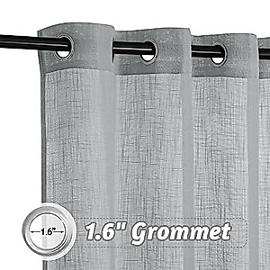 RYB HOME Linen Textured Sheer Curtains 84 inches Long Light & Airy Sheer Window Curtains Country Rustic Farmhouse Curtains for Living Room Bedroom, W 52 x L 84 inch, 2 Pcs, Grey