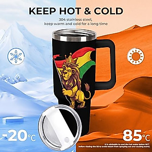 Rasta-Lion Of Judah Retro 40OZ Tumbler Stainless Steel Travel Mug Water Bottle Car Cup Tea Cups with Lid Black-style