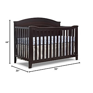 SORELLE FURNITURE Berkley Round Top Crib, Classic 4-in-1 Convertible Crib, Made of Wood, Non-Toxic Finish, Wooden Baby Bed, Toddler Bed, Child’s Daybed and Full-Size Bed, Nursery Furniture-Espresso
