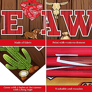 Western Cowboy Yee Haw Banner Party Decorations, Western Theme Cowboy Theme Birthday Banner Party Supplies, Wild West Cowboy Party Decor Photo Booth Props for Indoor Outdoor