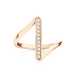 555Jewelry Elegant Stainless Steel CZ Rings for women, High Low Ring for Women, CZ Rings For Women, Zig Zag Rings for Women, Z Rings for Ladies, Rose Gold, Size 9
