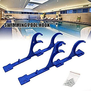 TPALPKT Pool Pole Hanger Leaf Rakes Vacuum Hose with Screw Purpose Brushes Multi Holder Garden Skimmers Tools Outdoor Plastic Blue