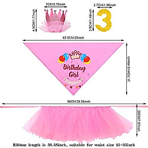 Dog Birthday Party Supplies Decoration Include Tutu Skirt Crown Hat 0-8 Figure Pet Happy Birthday Triangle Scarf Let's Pawty Banner and 10 Pieces 10 Inch Paw Print Balloons for Pet (Pink)