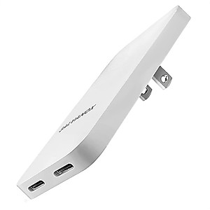 Galvanox Dual USB-C Flat Wall Charger - Fast Charging Ultra Slim Outlet Plug, Multi Port Type C for iPhone 13, 14, iPhone 15 Pro Max and Samsung Galaxy Phones (20W)