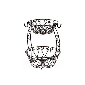 Simple Houseware 2-Tier Countertop Fruit Basket Bowl Storage, Bronze