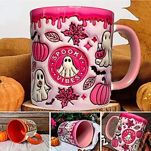 dierjueyers Pumpkin Coffee Cup With Ghost, Halloween Coffee Mug, Halloween Ceramic Coffee Mug, Trick Or Treat Halloween Tumbler Cup, Perfect And Best Gifts For Coffee Lover (Orange*1) (Orange, 24X20)
