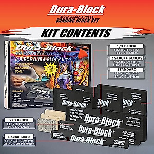 Dura-Block Set 6pc - Flexible EVA Foam Wet or Dry Autobody Sanding Blocks Kit for Automotive Bodywork