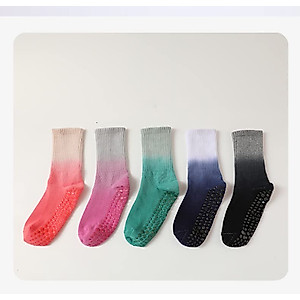 EGEN Dye Tie Yoga Socks for Women Man Novelty Print Non Skid Socks Non Slip Grip for Pilates Barre Ballet Sport (Red)