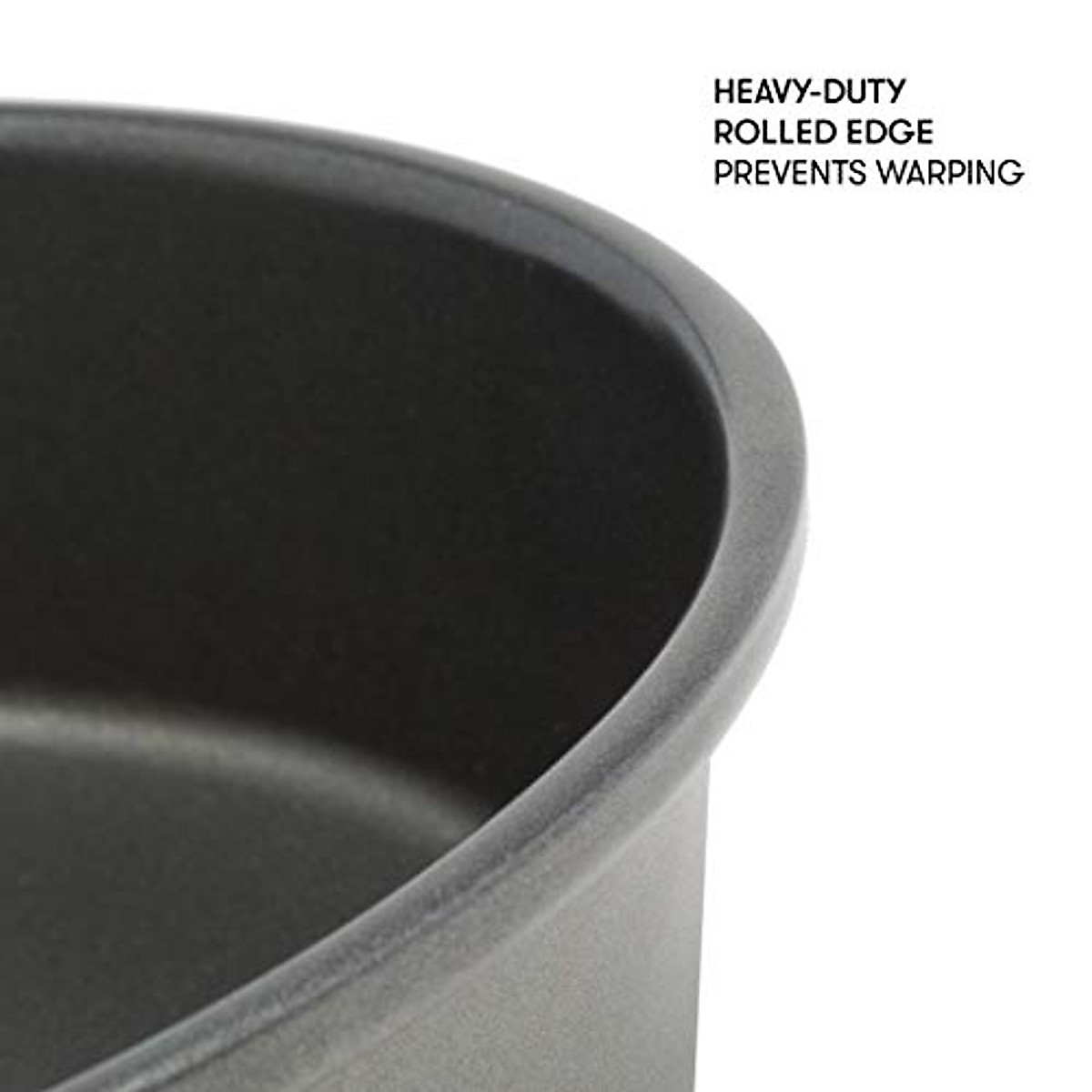 Cooking Light 9 Inch Round Baking Cake Pan Carbon Steel Quick Release Coating, Non-Stick Bakeware, Heavy Duty Performance, Gray