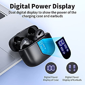 TAGRY Bluetooth Headphones True Wireless Earbuds 60H Playback LED Power Display Earphones with Wireless Charging Case IPX5 Waterproof in-Ear Earbuds with Mic for TV Smart Phone Computer Laptop Sports