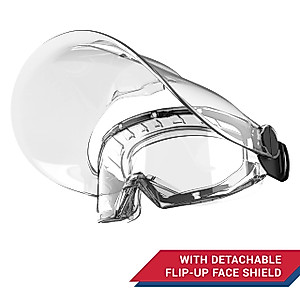 Eagle Eyes Anti-Fog Scratch-Resistant Safety Goggles with Face Shield - 99.9% UV Rays Protection - Universal Fit Lightweight Eyewear (Clear)