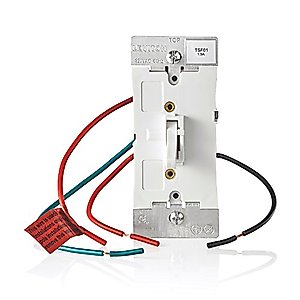 Leviton TSF01-10W Toggle Slide Fan Speed Control, 1.5 A-120VAC @ 60Hz, Single Pole or 3-Way, White