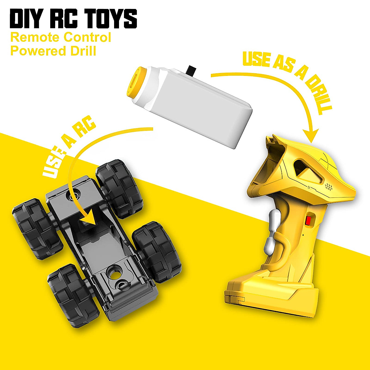 Take Apart Toys with Electric Drill with Remote Control Function 6 in 1 Take Apart Construction Toys Trucks Toy Drills, Gift Toys for 3,4,5,6,7, 8 Year Old Boys Girls Kids