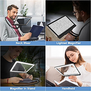 4X Magnifying Glass with 36 Adjustable LED Lights Provide Full-Page Viewing Area Evenly Lit Perfect for Low Vision Person and Seniors