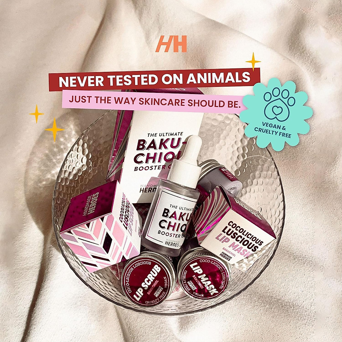 100% Natural Vegan Sleeping Lip Mask by Handmade Heroes | Bakuchiol Natural Lip Plumper, Overnight Lip Moisturizer and Conditioner for Dry Lips | Intensive Lip Butter, Lip Collagen and Lip Therapy Skin Care (Bakuchiol - Collagen Boosting)