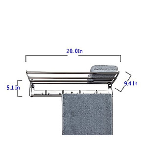 Candora Wall Mounted Shelf Towel Rack Stainless Steel Brushed Towel Shelf Towel Holder (50cm / 20in)